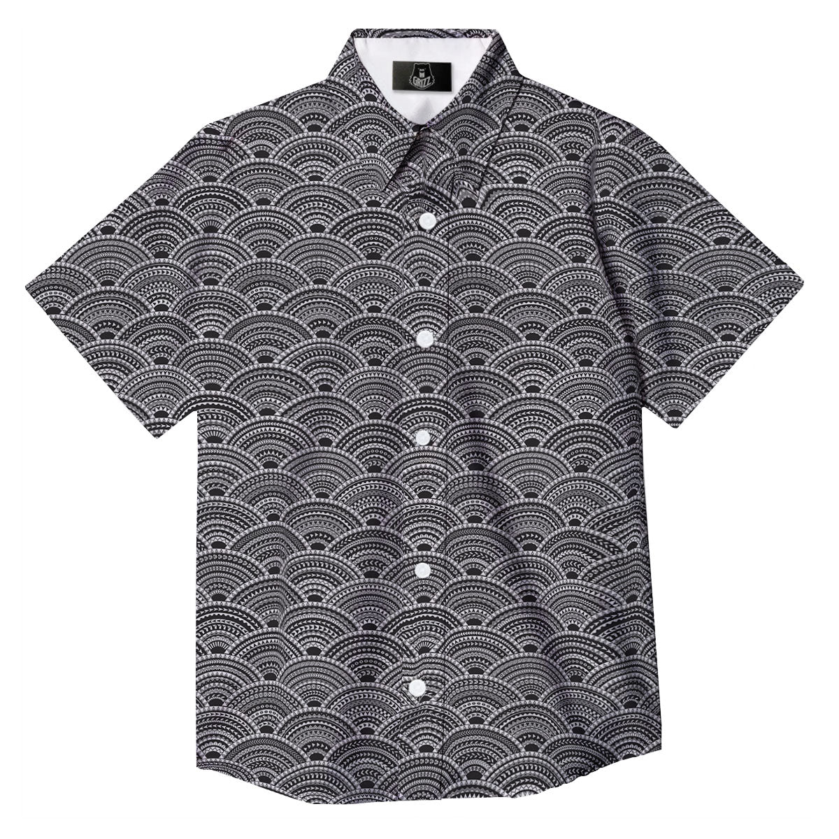 Polynesian White And Black Print Pattern Button Up Shirt – Grizzshopping