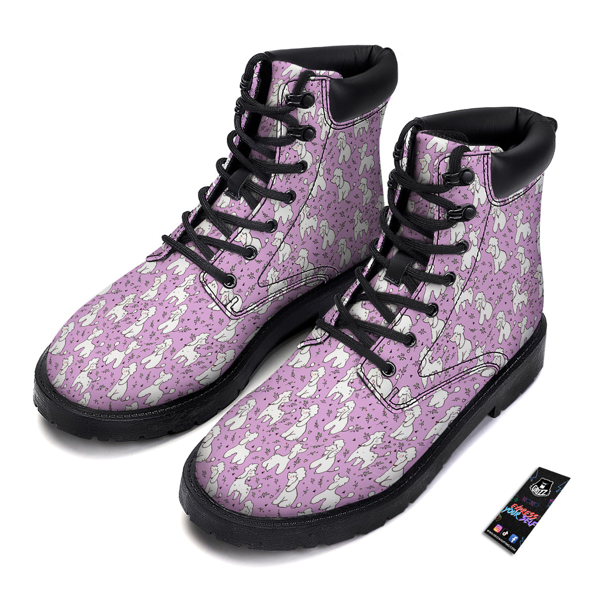 Poodle Cute Print Pattern Boots