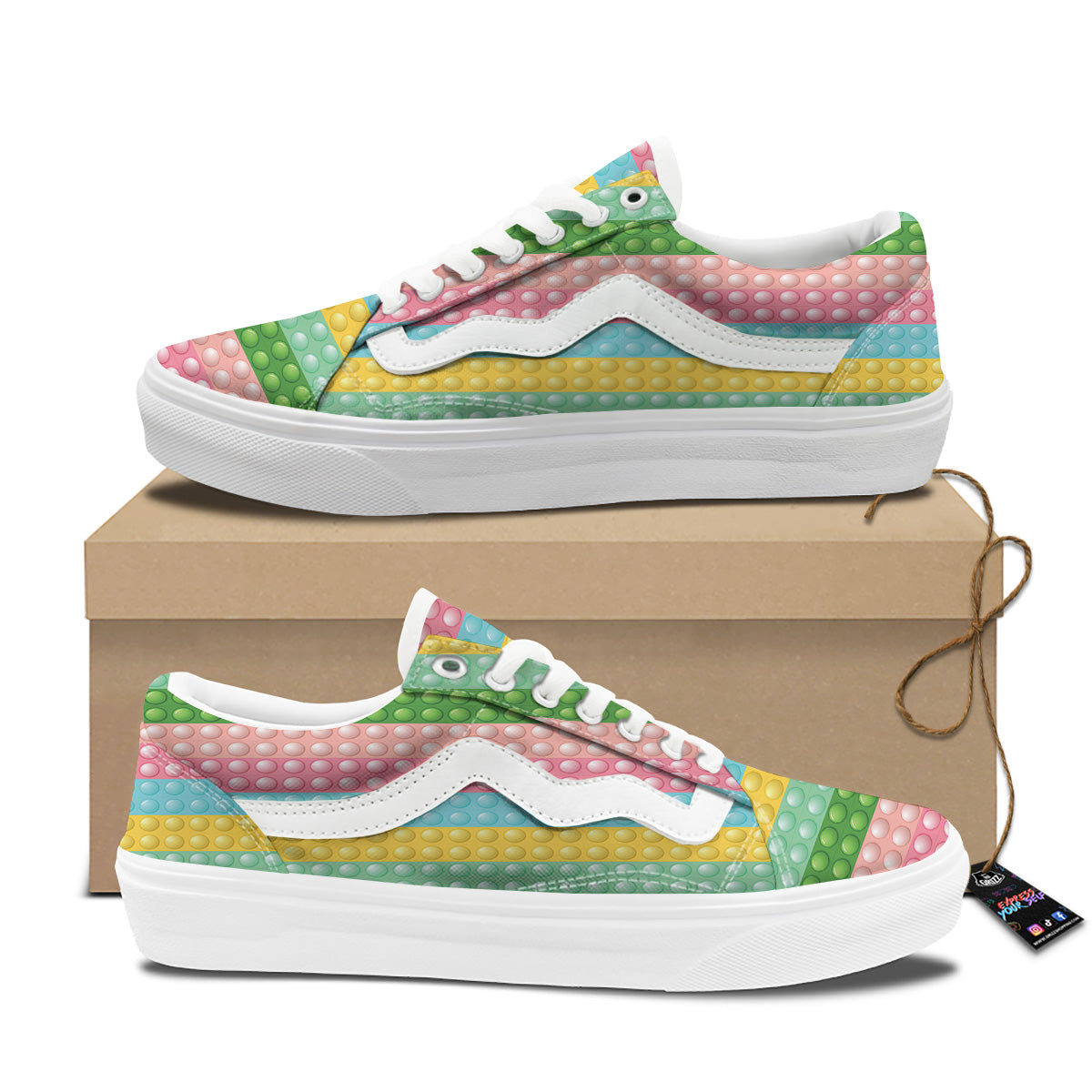 Pop It Pastel Color Print Pattern Skate Shoes