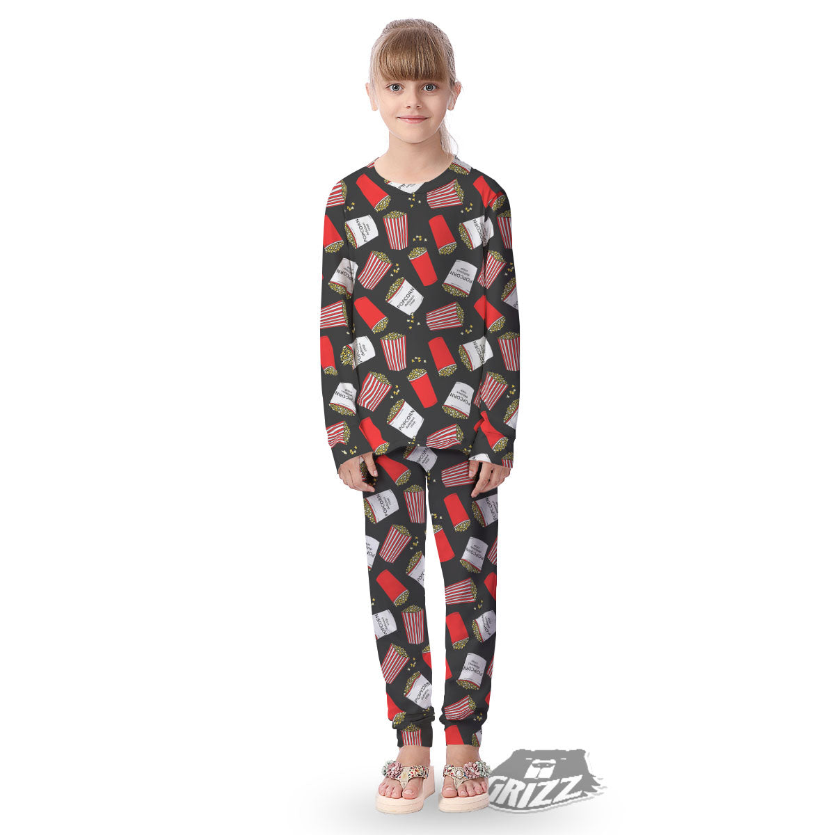 Popcorn Box Print Pattern Kid's Pajamas