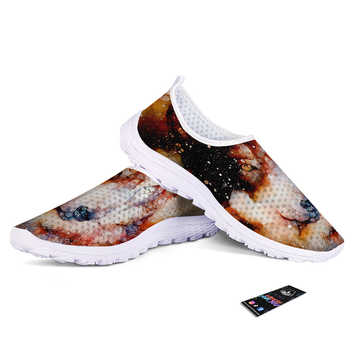 Portrait Cosmic Wolf Print Nurse Shoes