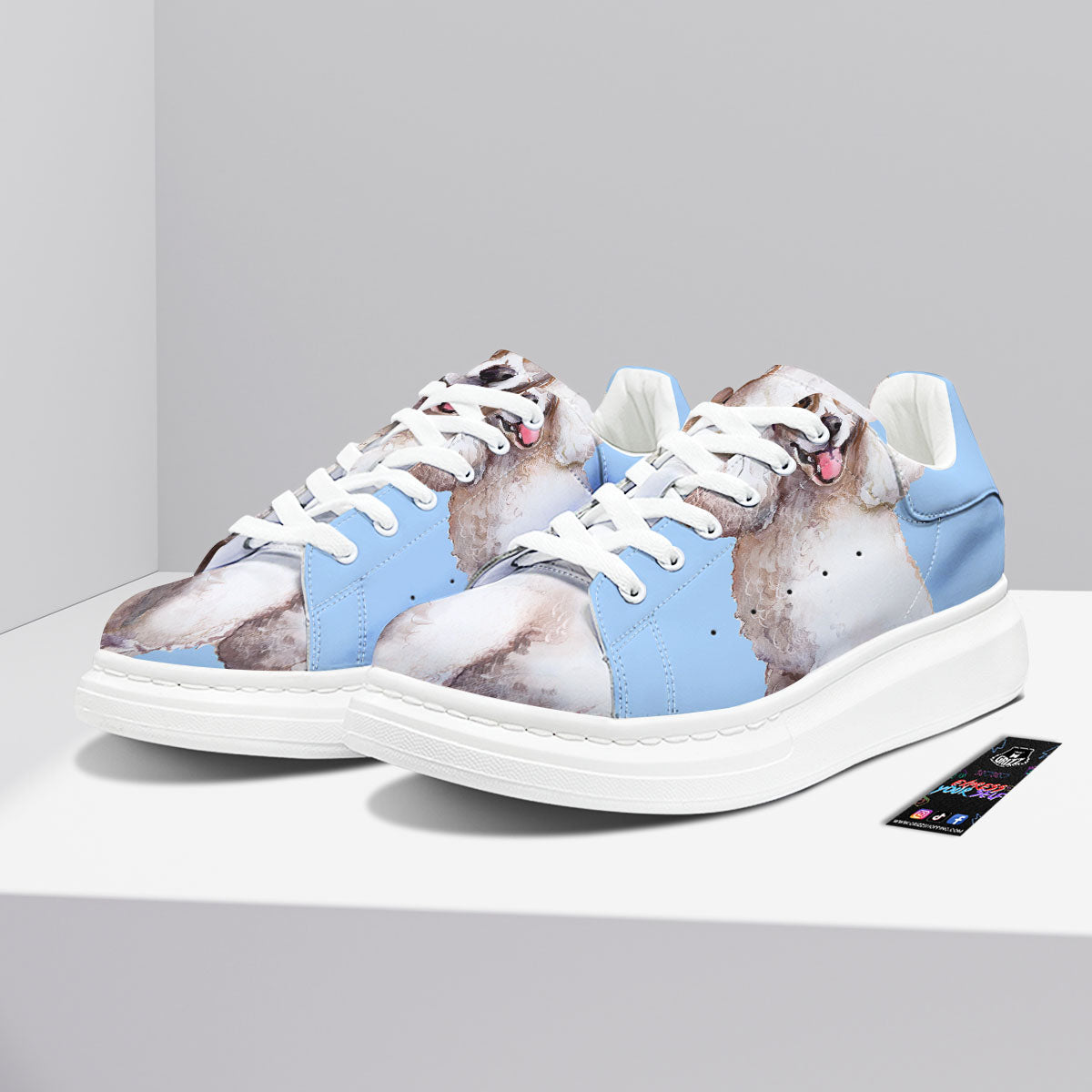 Portrait Poodle Print Platform Shoes