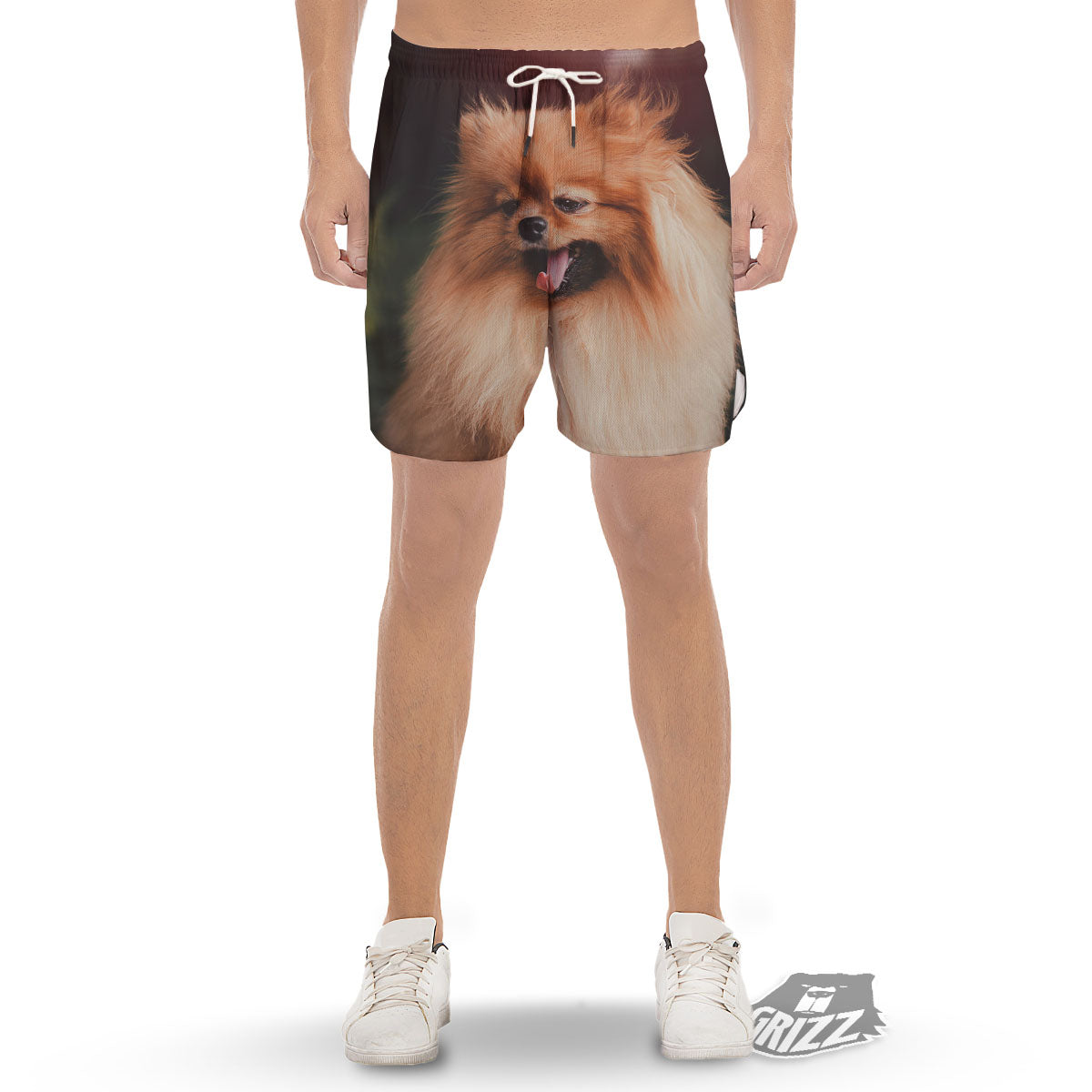 Portrait Vintage Pomeranian Men's Gym Shorts