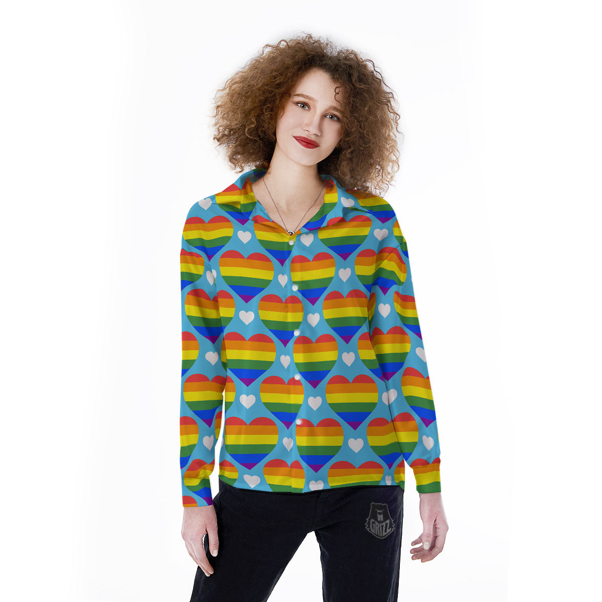 Pride Heart Rainbow LGBT Print Pattern Women's Long Sleeve Shirts