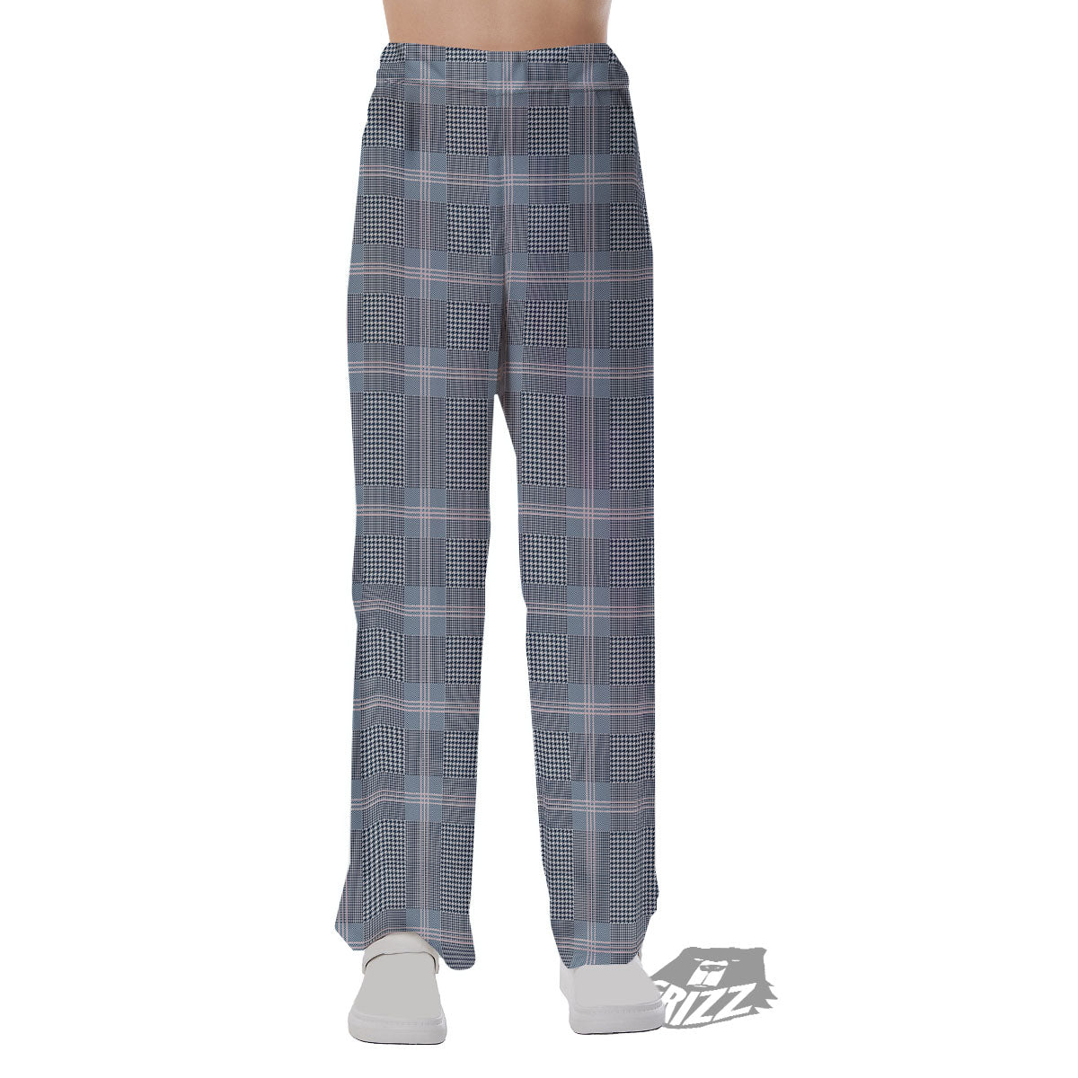 Prince of Wales Navy Blue Check Print Pajama Pants