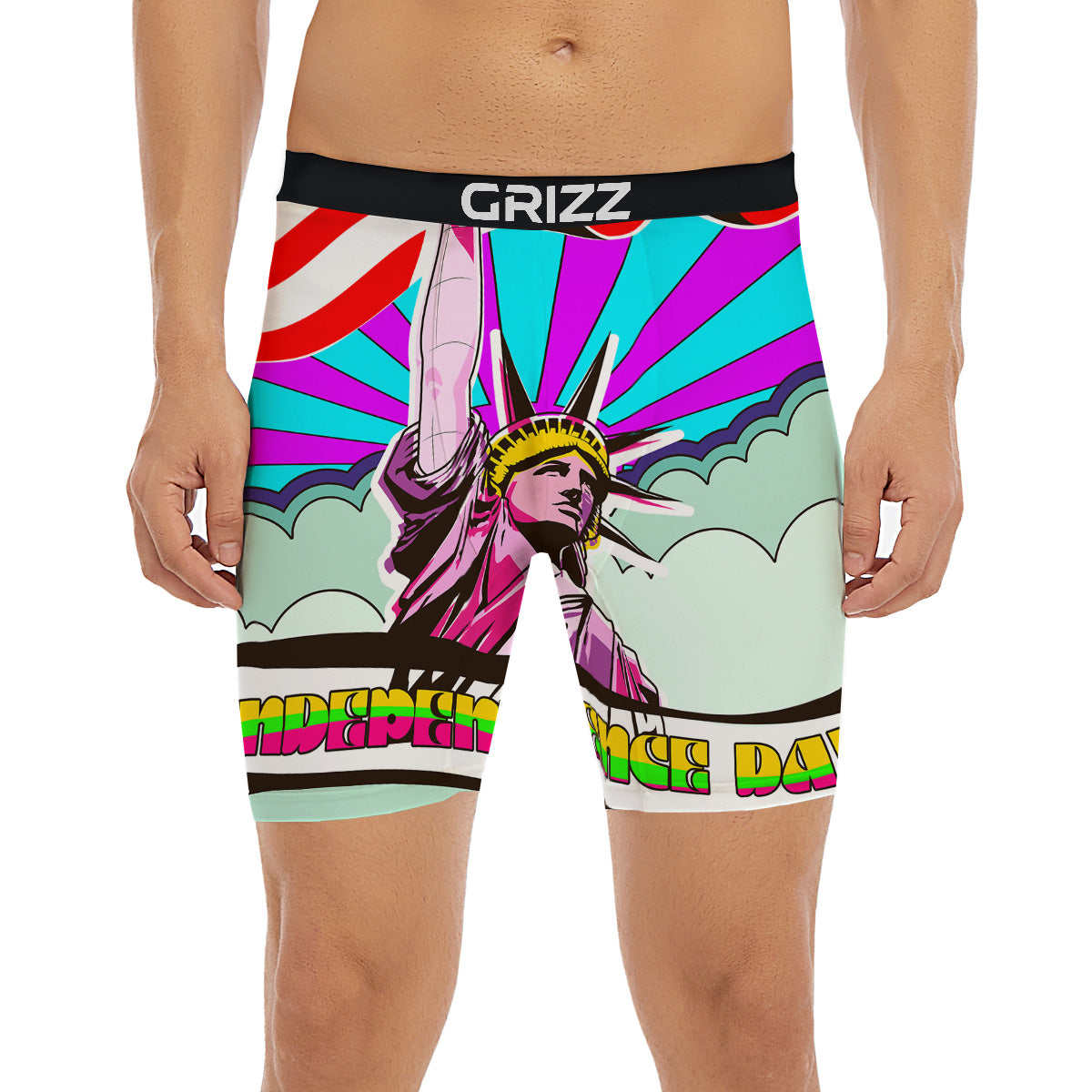 Psychedelic USA Statue of Liberty Independence Day Print Boxer Briefs