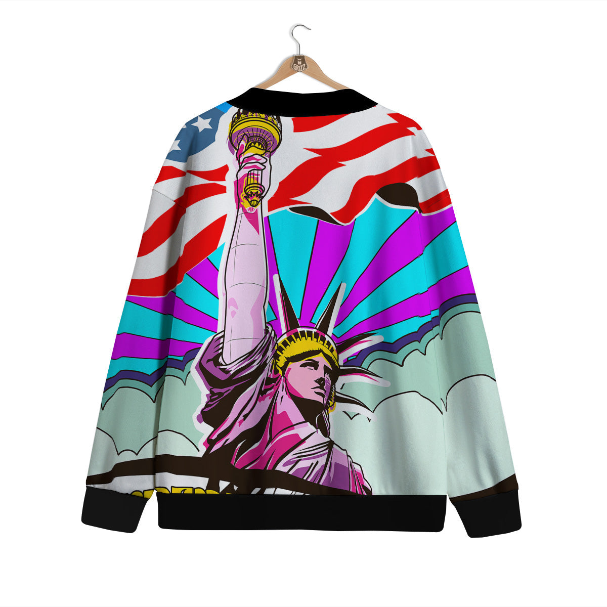 Psychedelic USA Statue of Liberty Independence Day Print Cardigan