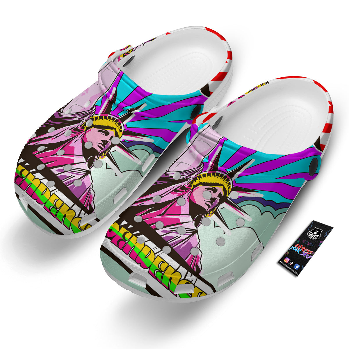 Psychedelic USA Statue of Liberty Independence Day Print Clog