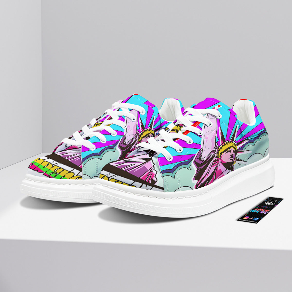 Psychedelic USA Statue of Liberty Independence Day Print Platform Shoe