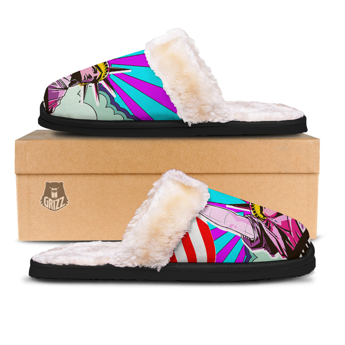 Psychedelic USA Statue of Liberty Independence Day Print Slippers