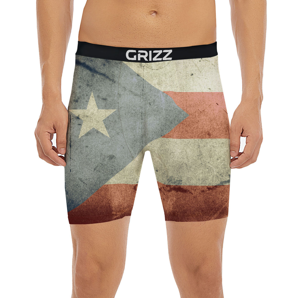 Puerto Rican Flag Grunge Print Boxer Briefs