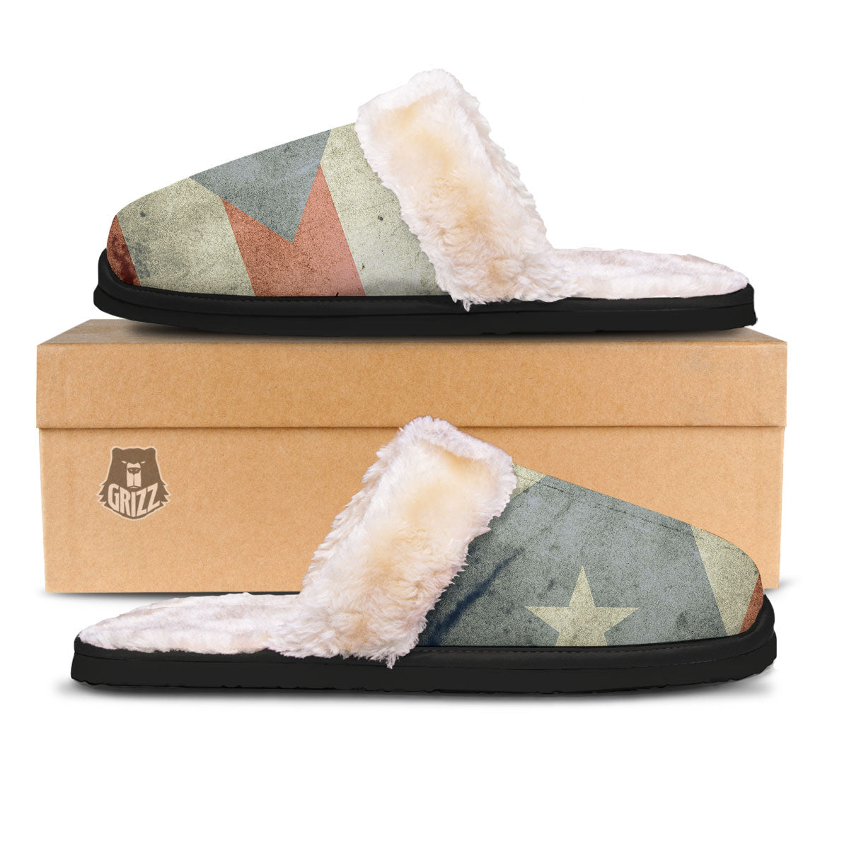 Puerto Rican Flag Grunge Print Slippers