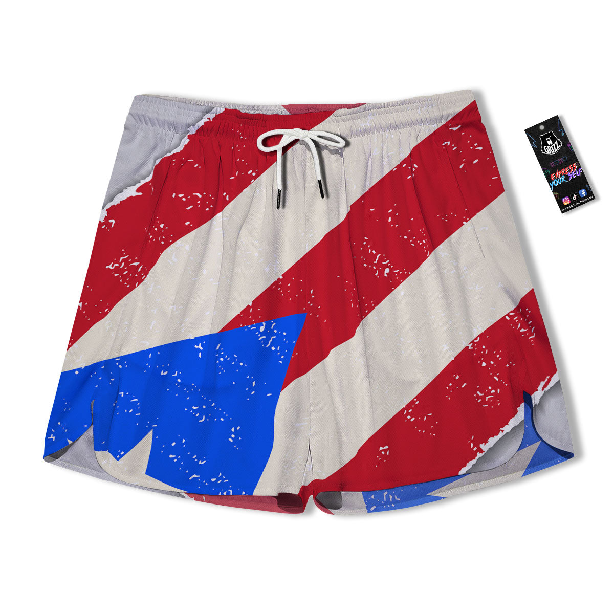 Puerto Rican Retro Flag Print Men's Running Shorts