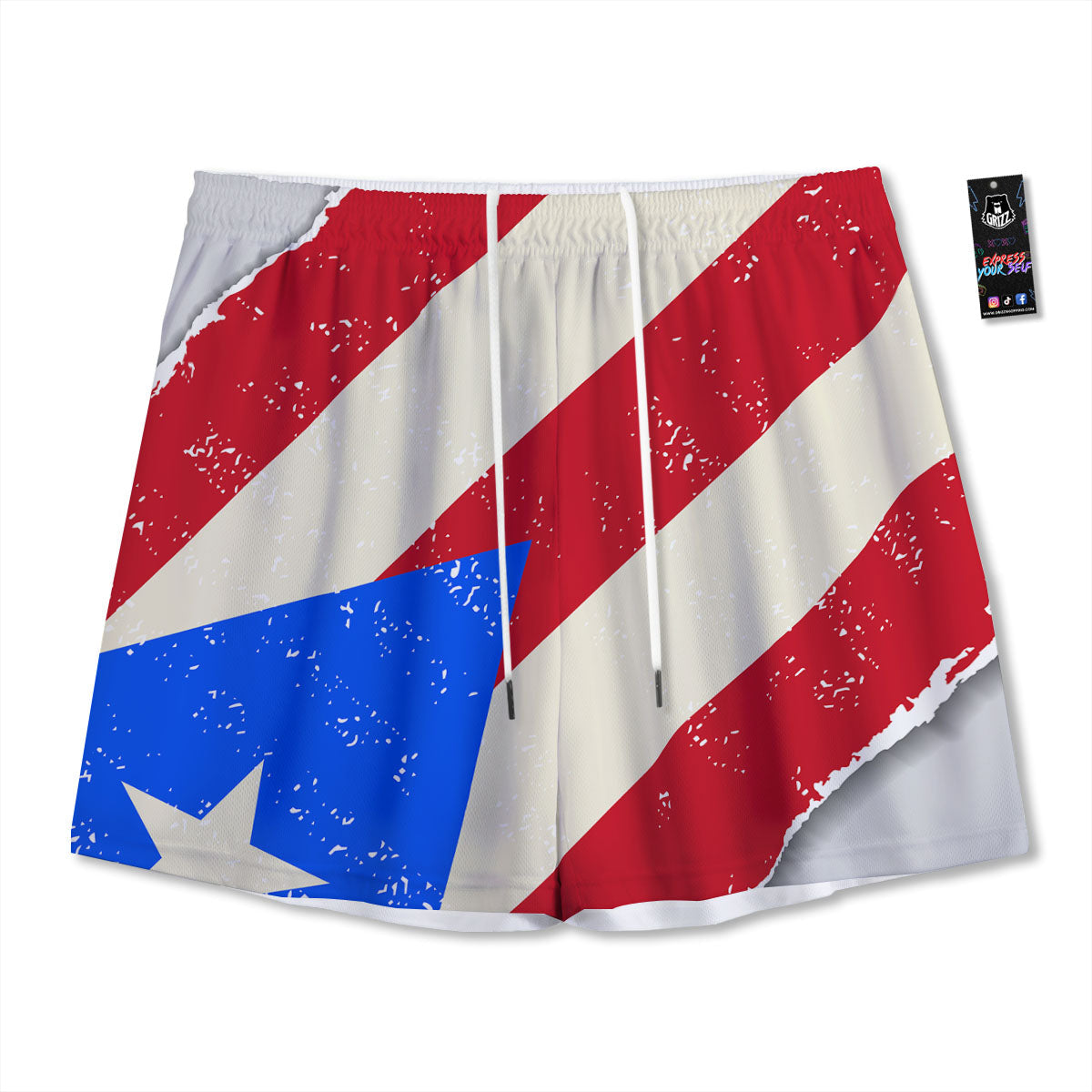 Puerto Rican Retro Flag Print Mesh Shorts