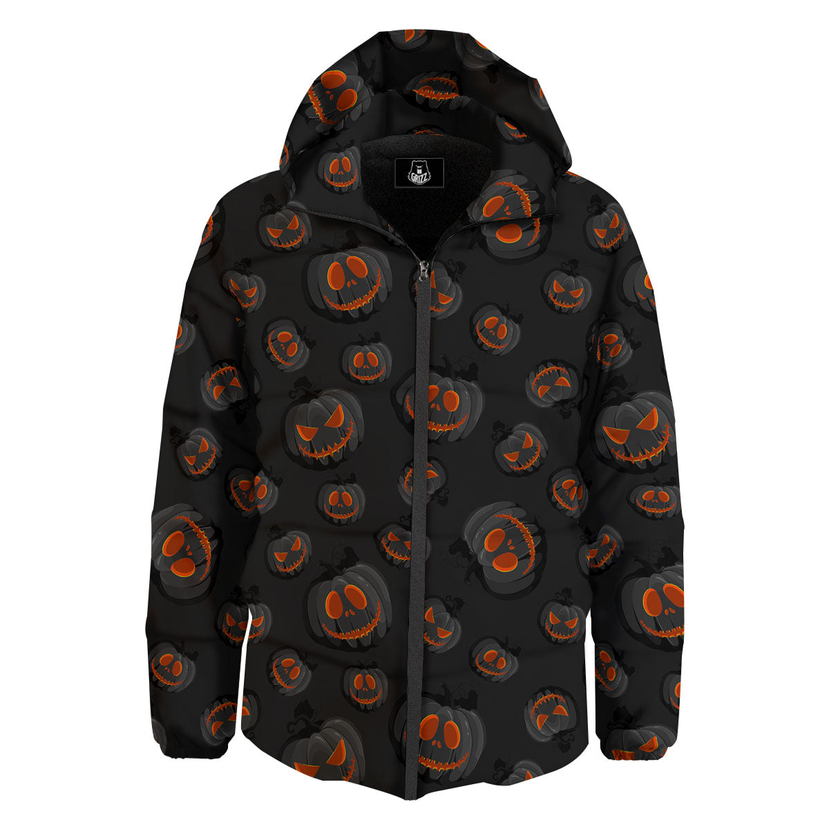 Pumpkin Jack O' Lantern Halloween Print Down Jacket