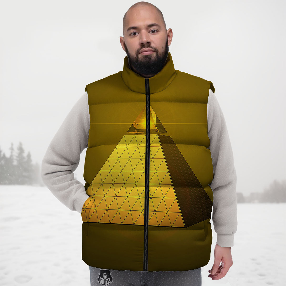 Pyramid Golden Print Down Vest