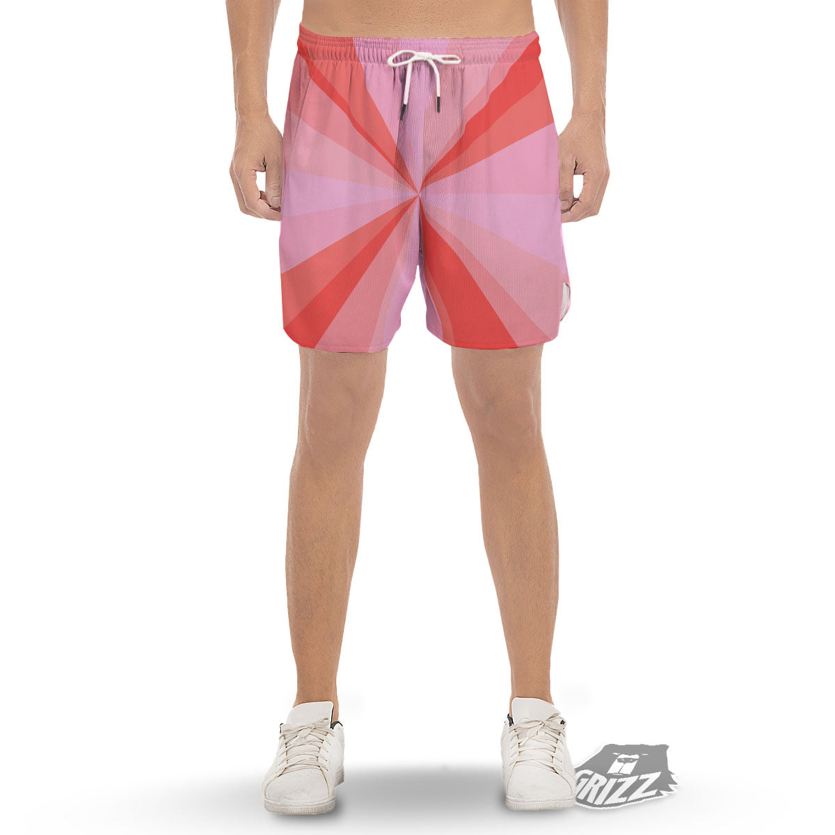 Radial Rays Pink Print Men's Gym Shorts