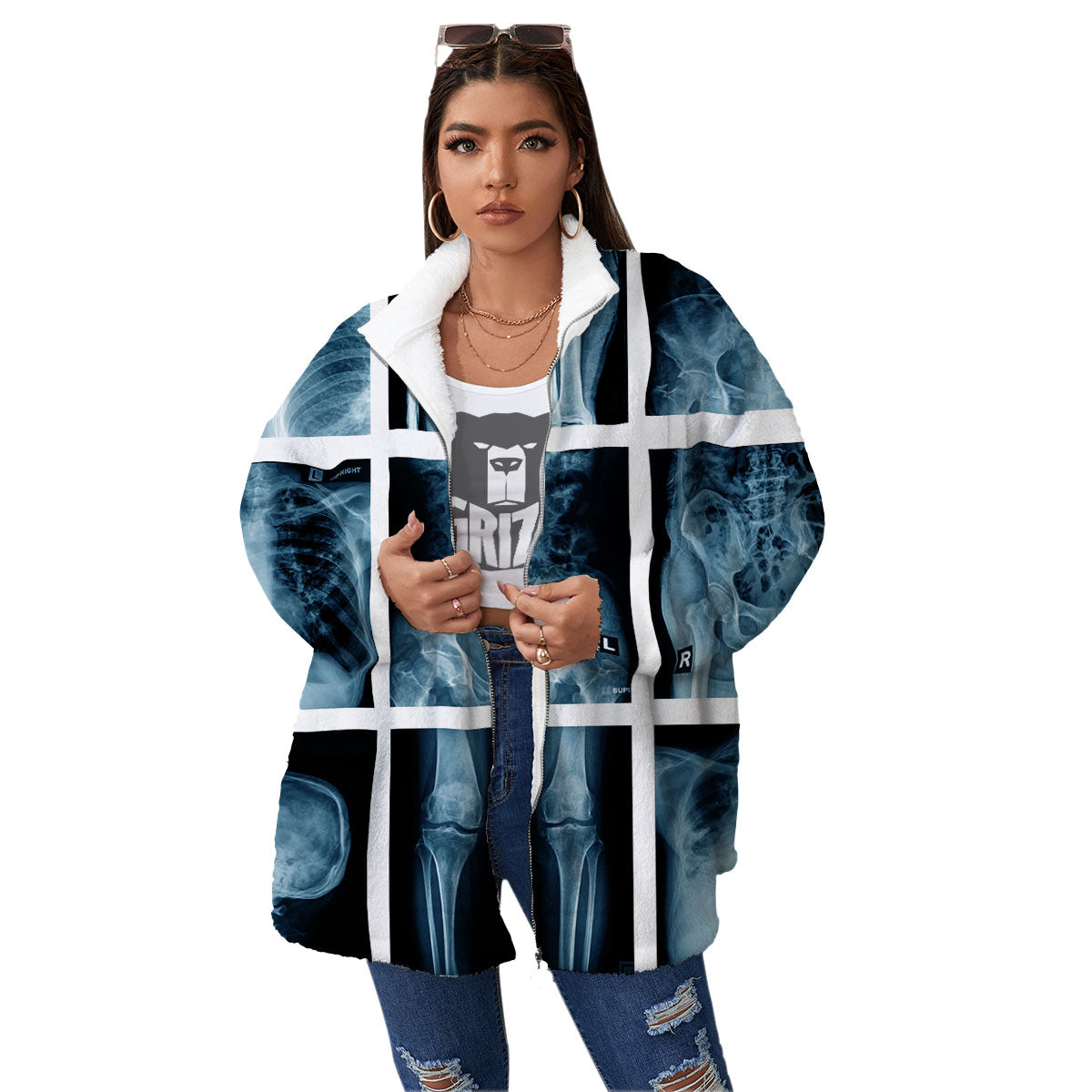 Radiology X-Ray Film Print Women's Sherpa Jacket