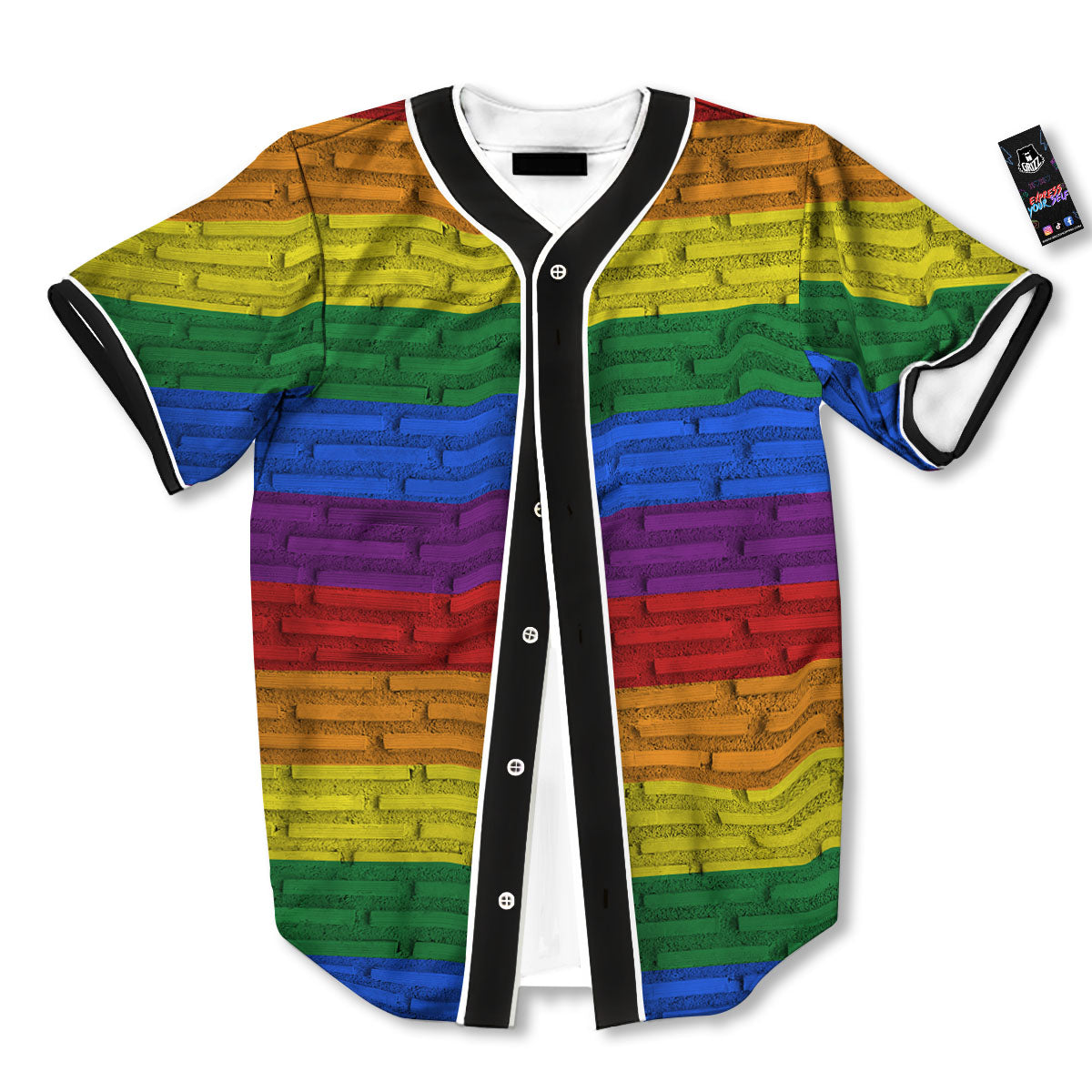 Rainbow Brick Wall LGBT Pride Print Baseball Jersey