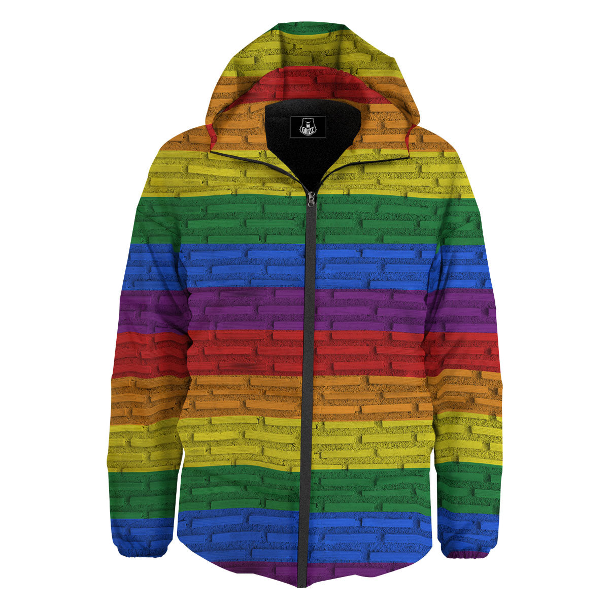 Rainbow Brick Wall LGBT Pride Print Down Jacket