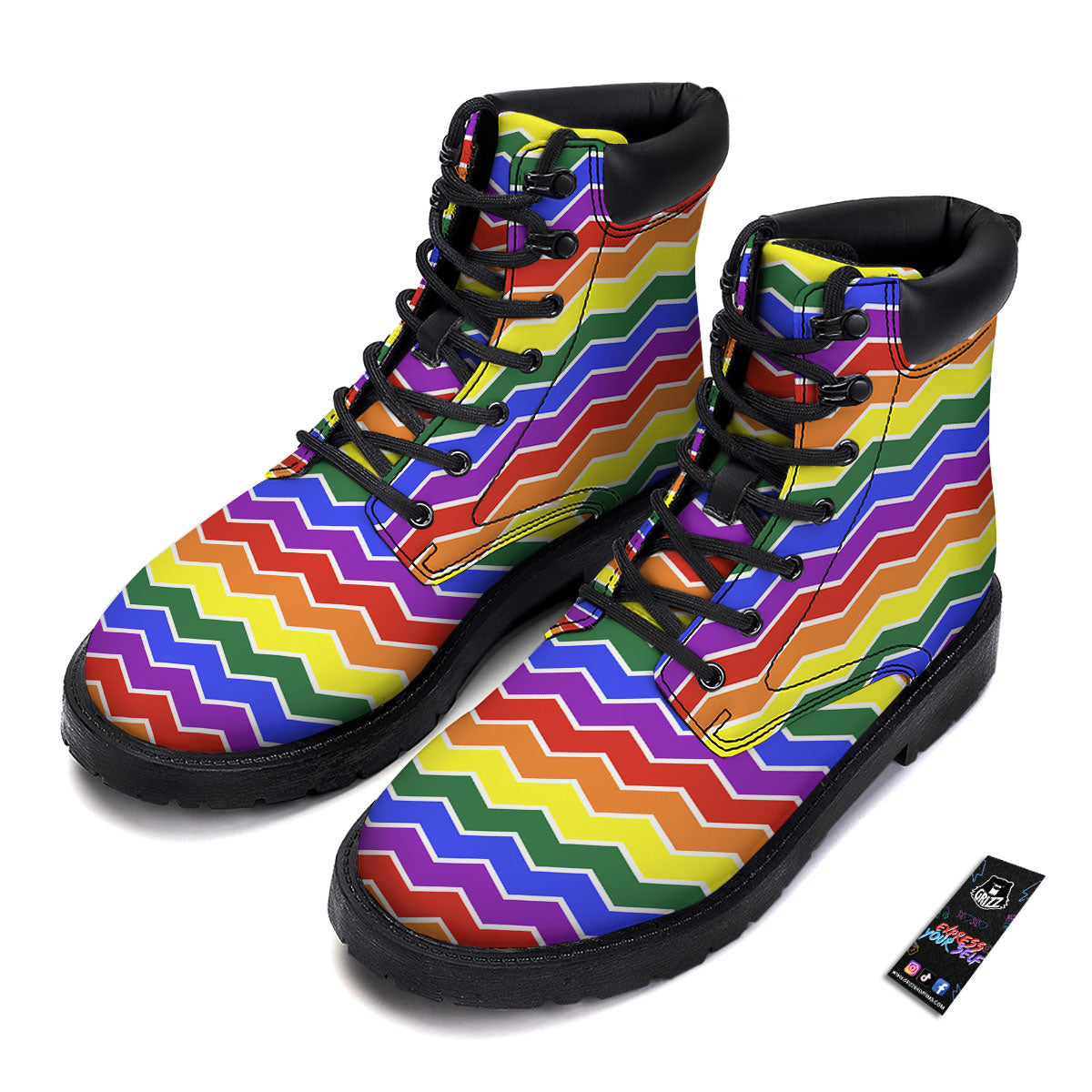 Rainbow Chevron LGBT Pride Print Pattern Boots