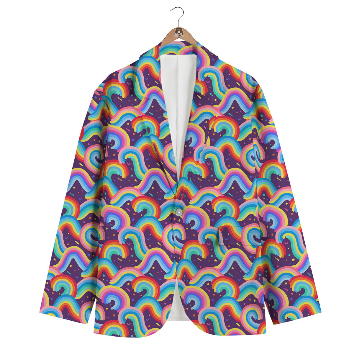 Rainbow Colorful Cute Print Pattern Men's Blazer