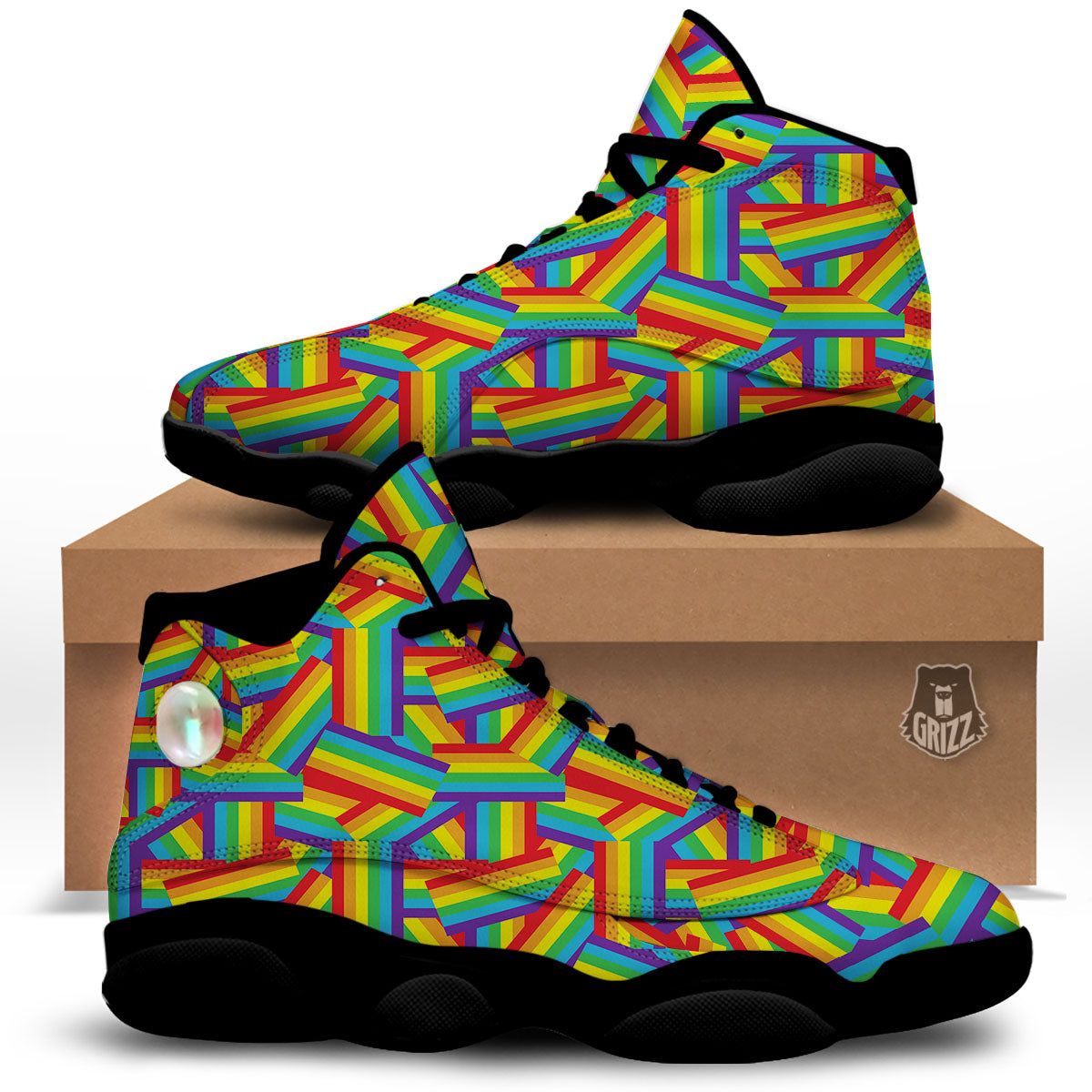 Rainbow Flag LGBT Pride Pattern Black Basketball Shoes