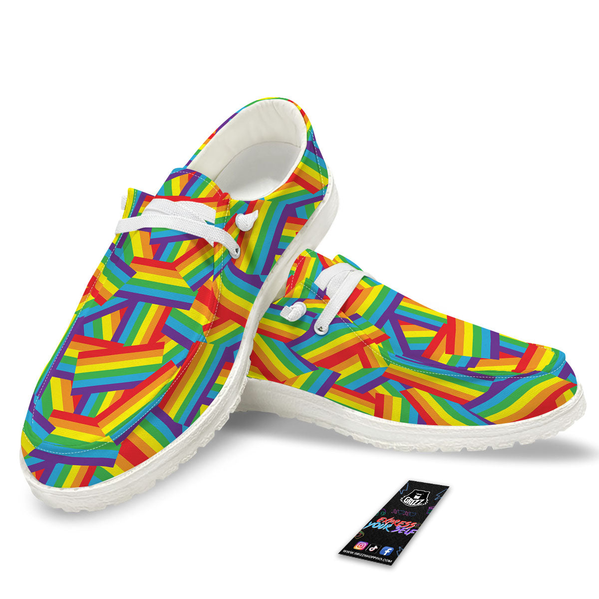 Rainbow Flag LGBT Pride Pattern White Loafers