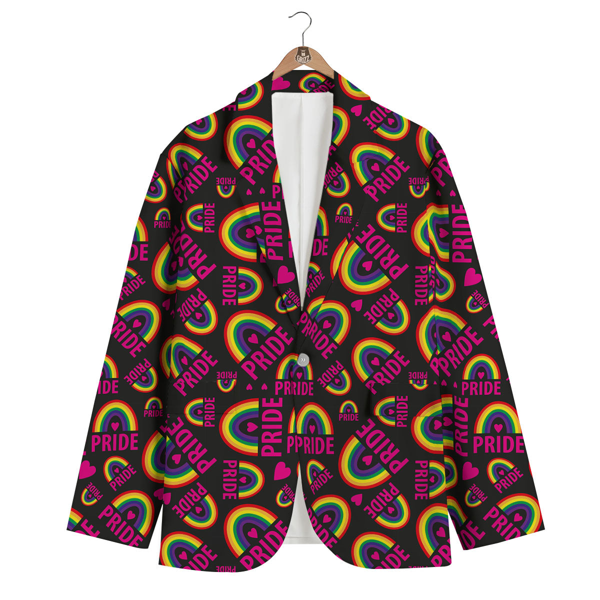 Rainbow Heart LGBT Pride Print Pattern Men's Blazer
