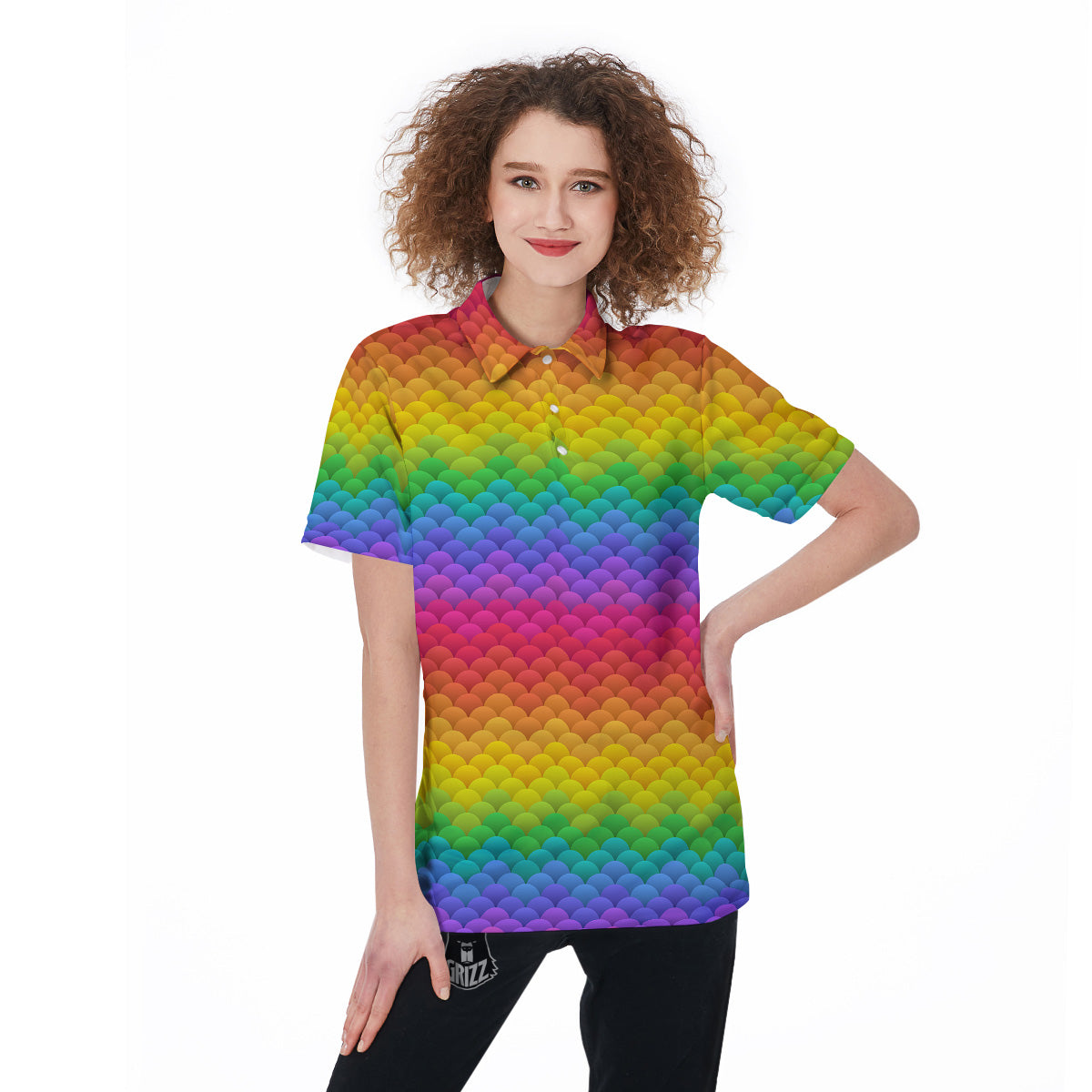 Rainbow Light Blobs Print Pattern Women's Golf Shirts
