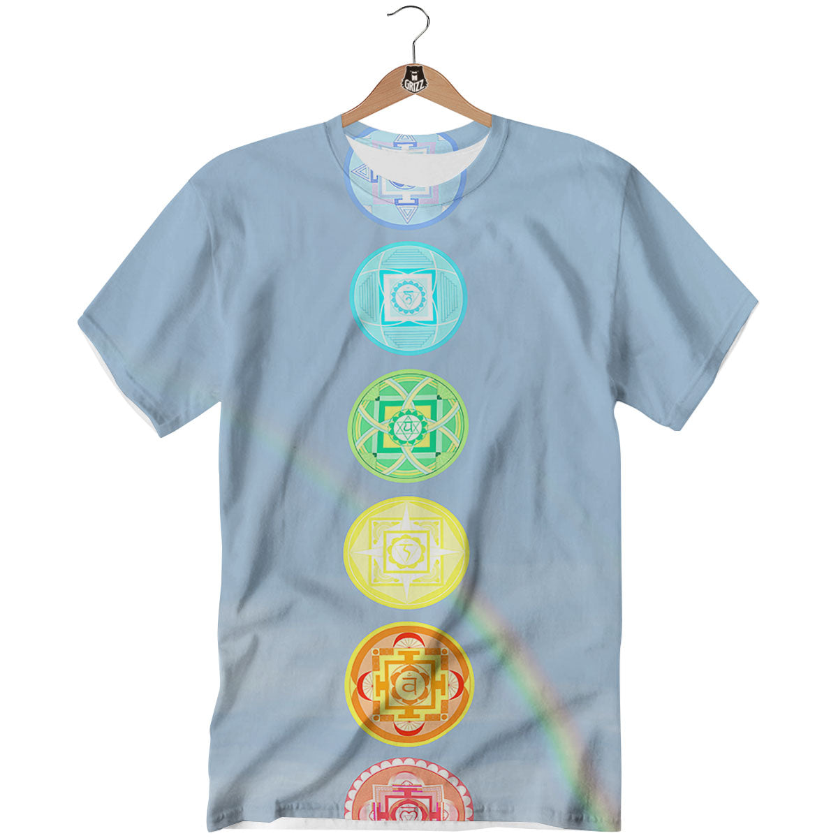 Rainbow Of Life Seven Chakras Print T-Shirt