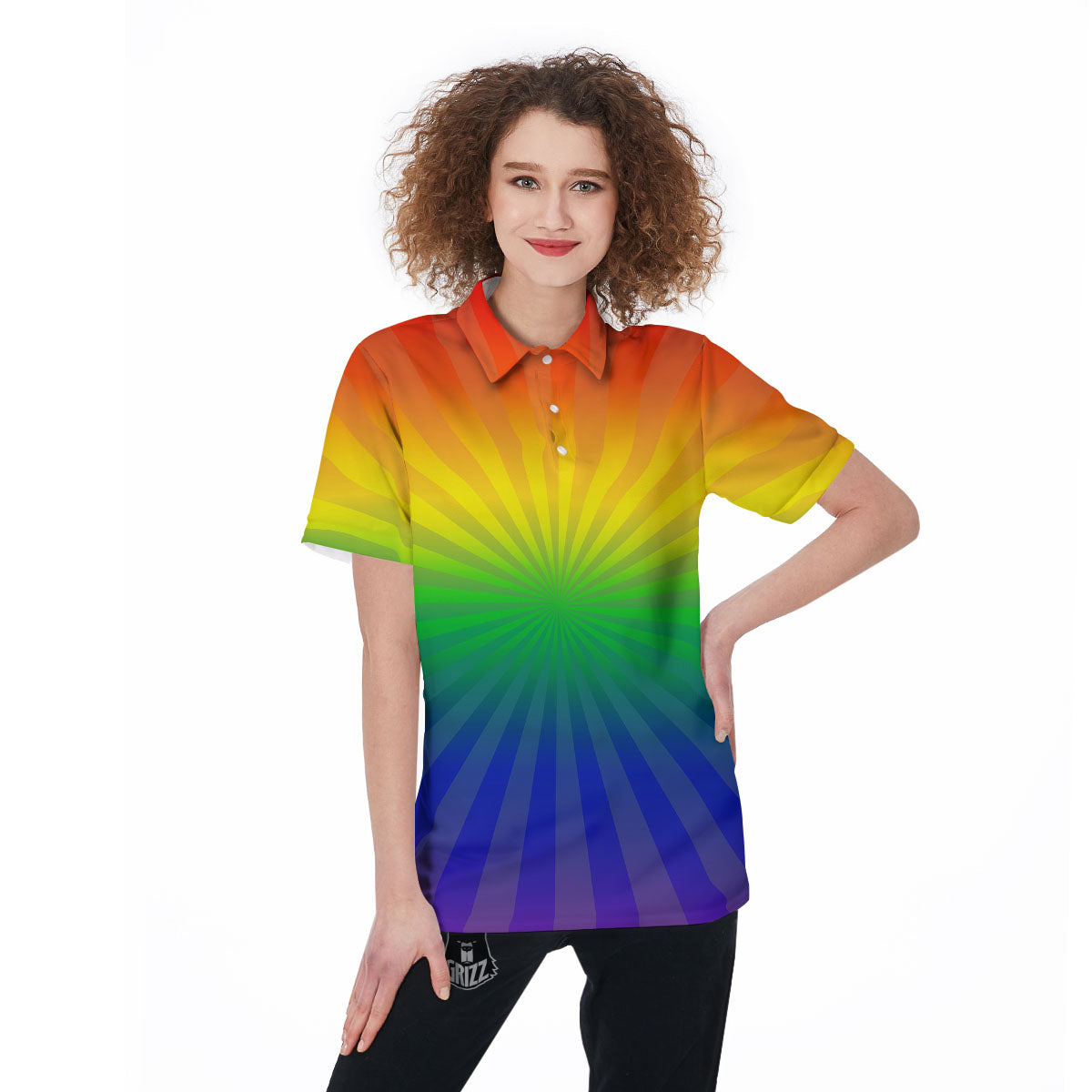 Rainbow Rays LGBT Pride Print Women's Golf Shirts