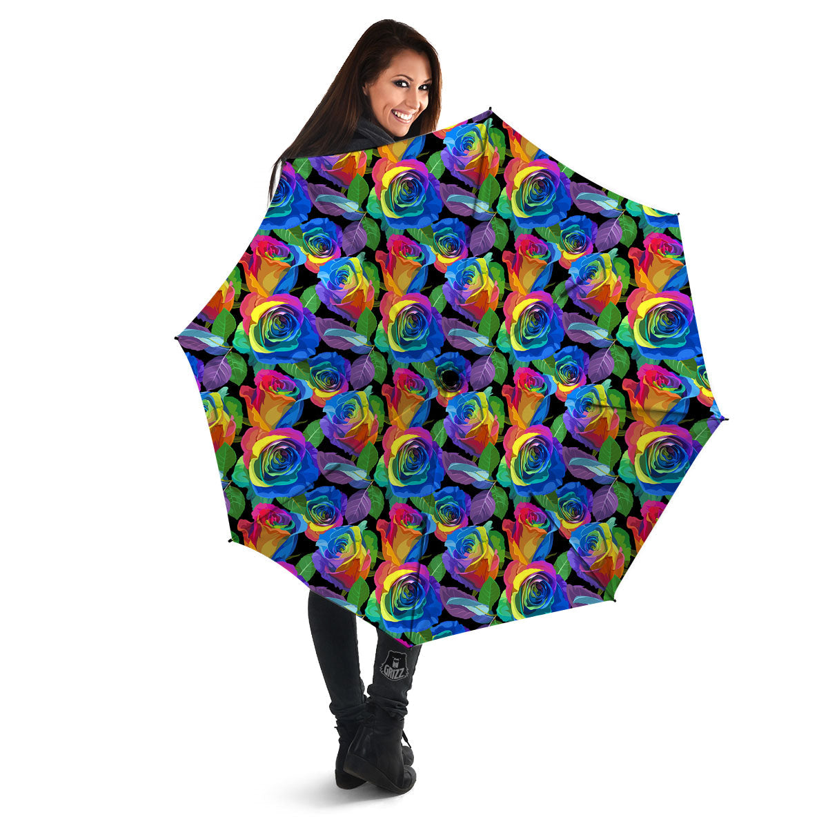 Rainbow Roses LGBT Pride Print Pattern Umbrella