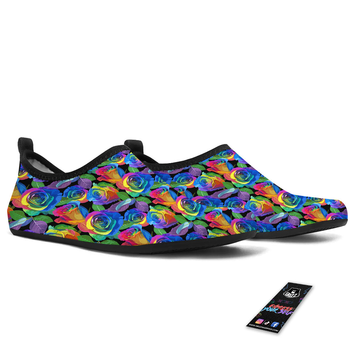 Rainbow Roses LGBT Pride Print Pattern Water Shoes