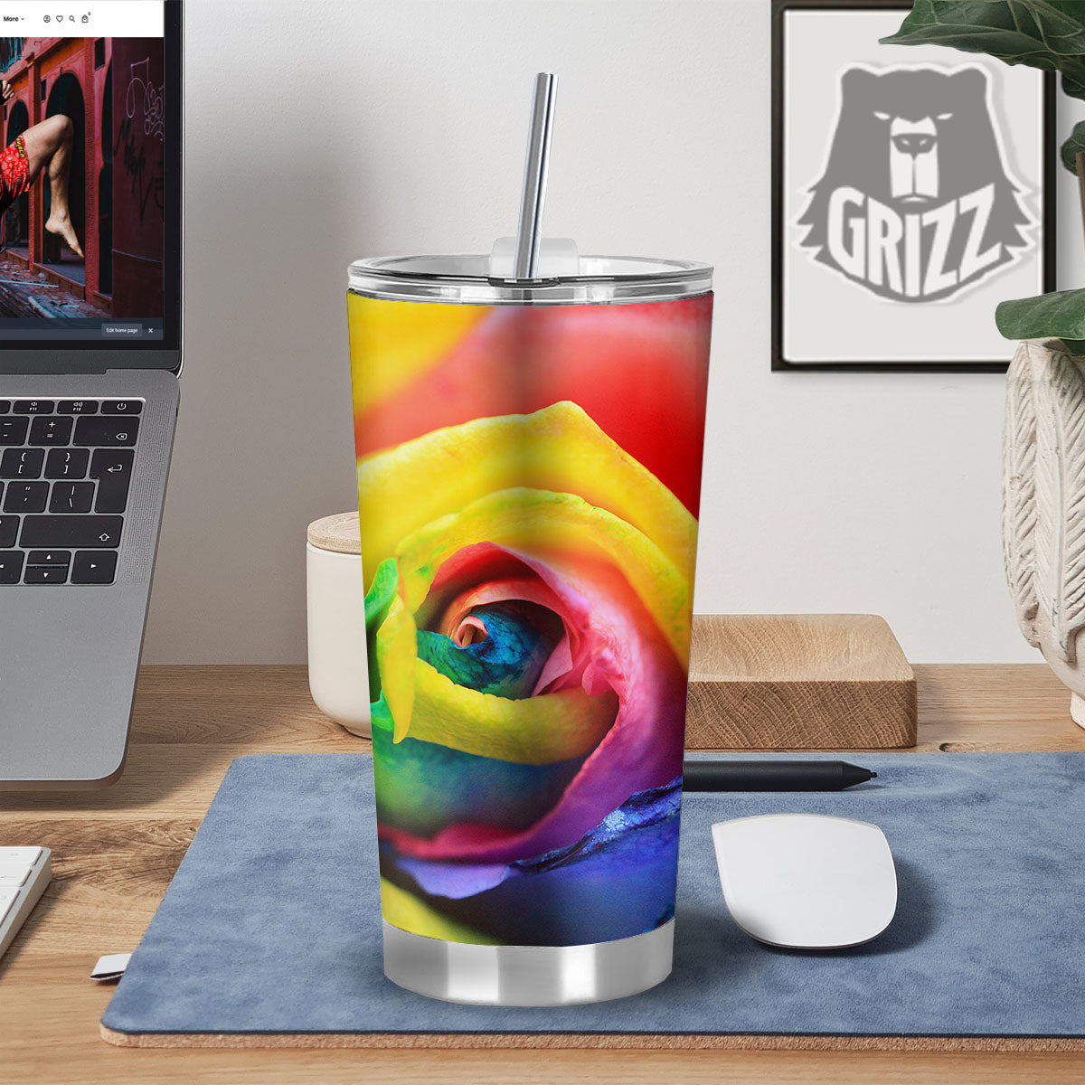 Rainbow Roses LGBT Pride Print Tumbler