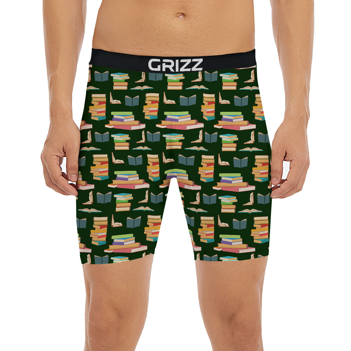 Reading Books Pile Print Pattern Boxer Briefs