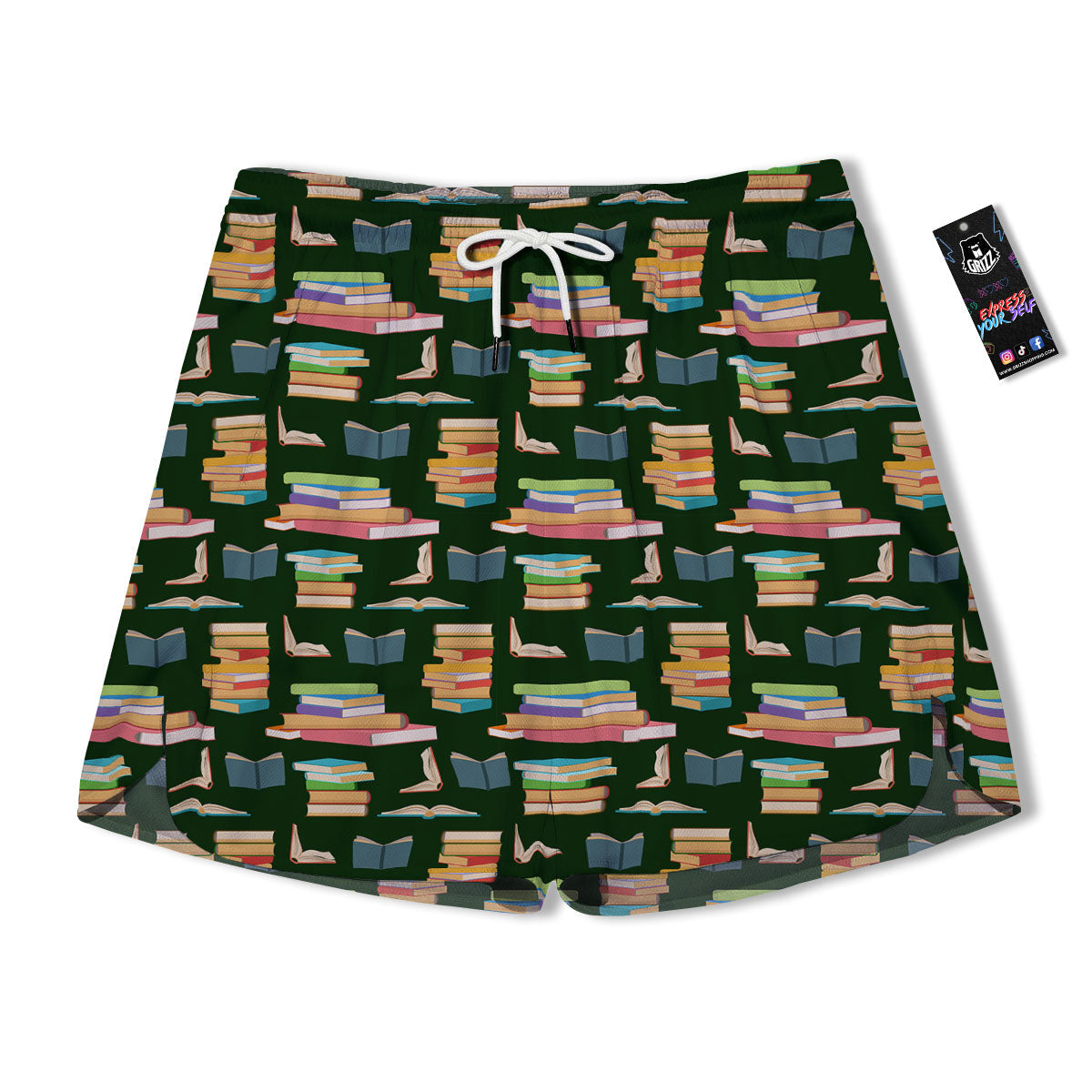 Reading Books Pile Print Pattern Men's Running Shorts