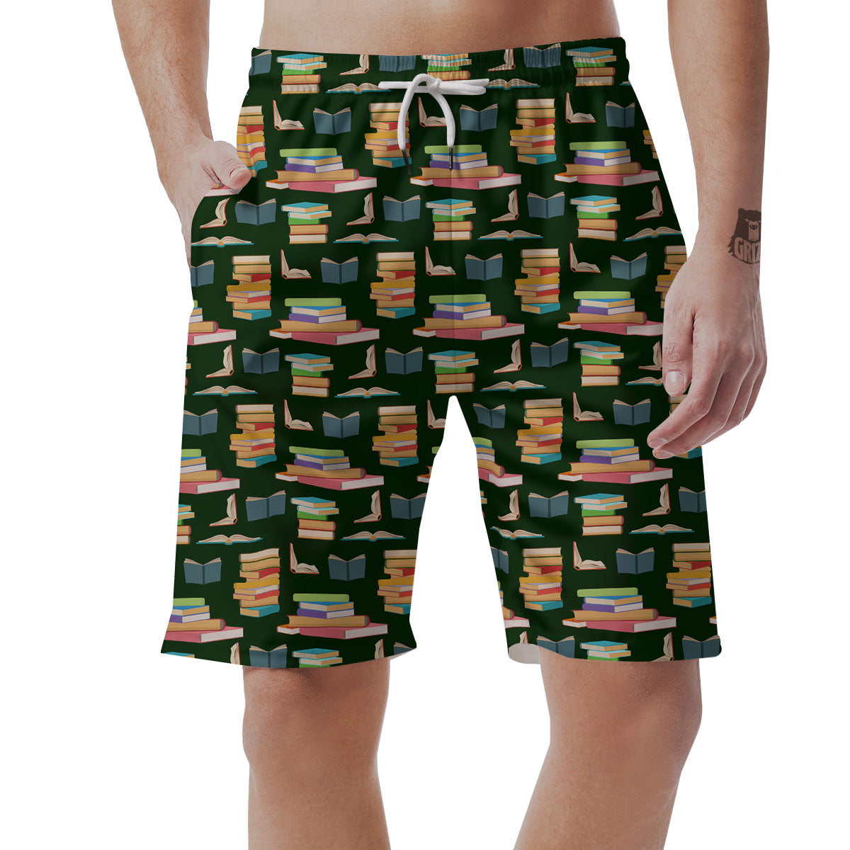 Reading Books Pile Print Pattern Men's Shorts