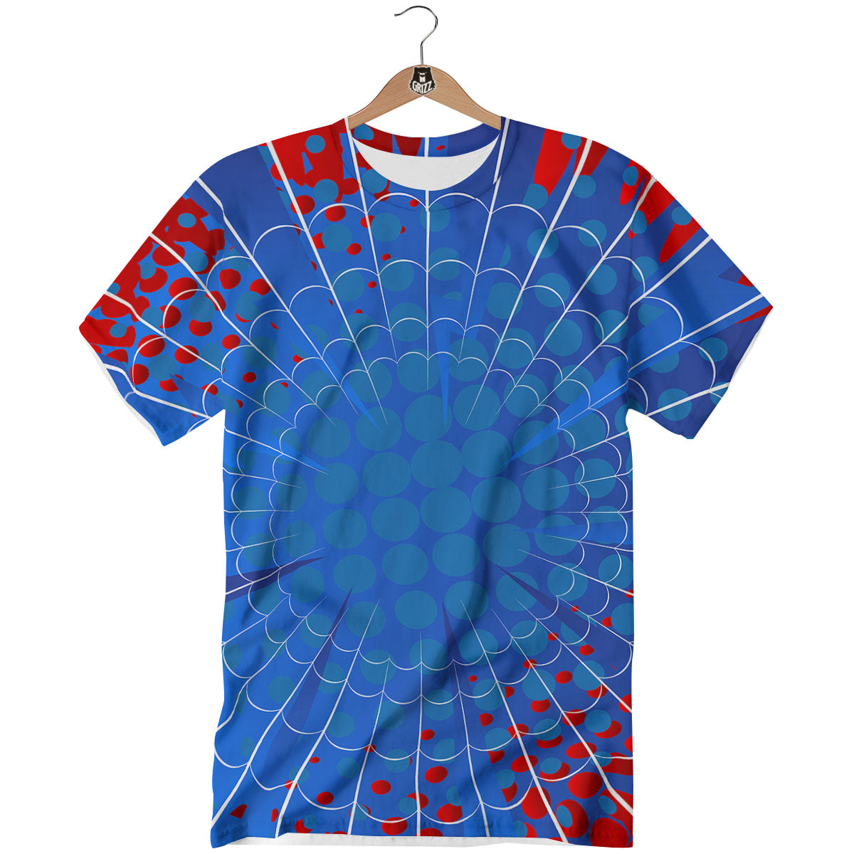 Red And Blue Spider Web Cartoon Print T-Shirt – Grizzshopping