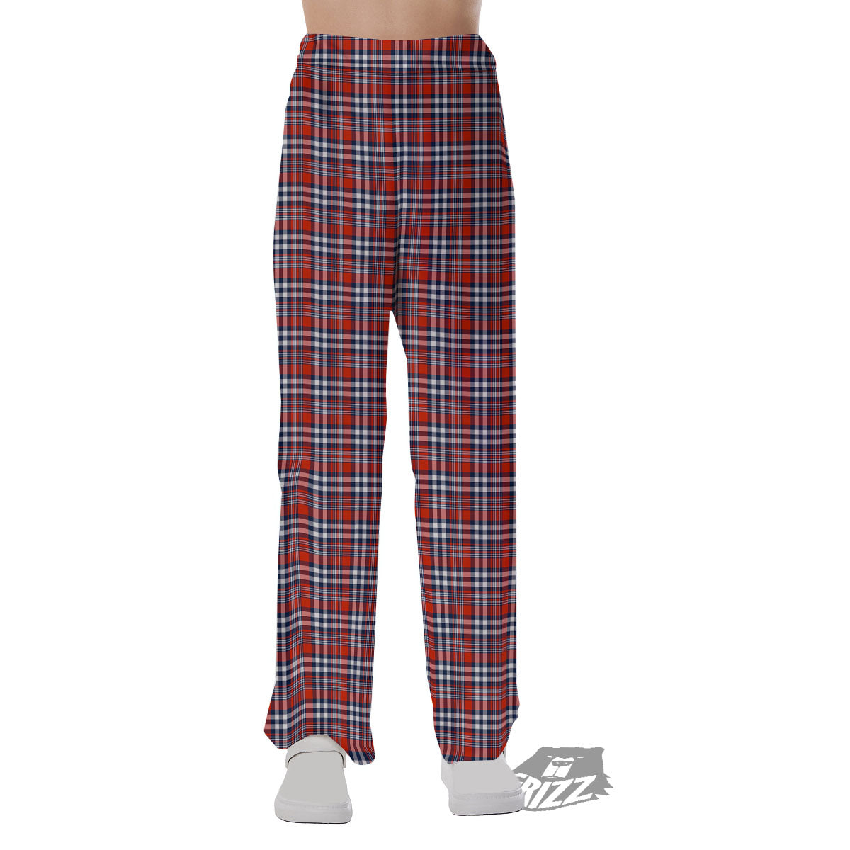 Red Blue And White Check Print Pattern Pajama Pants