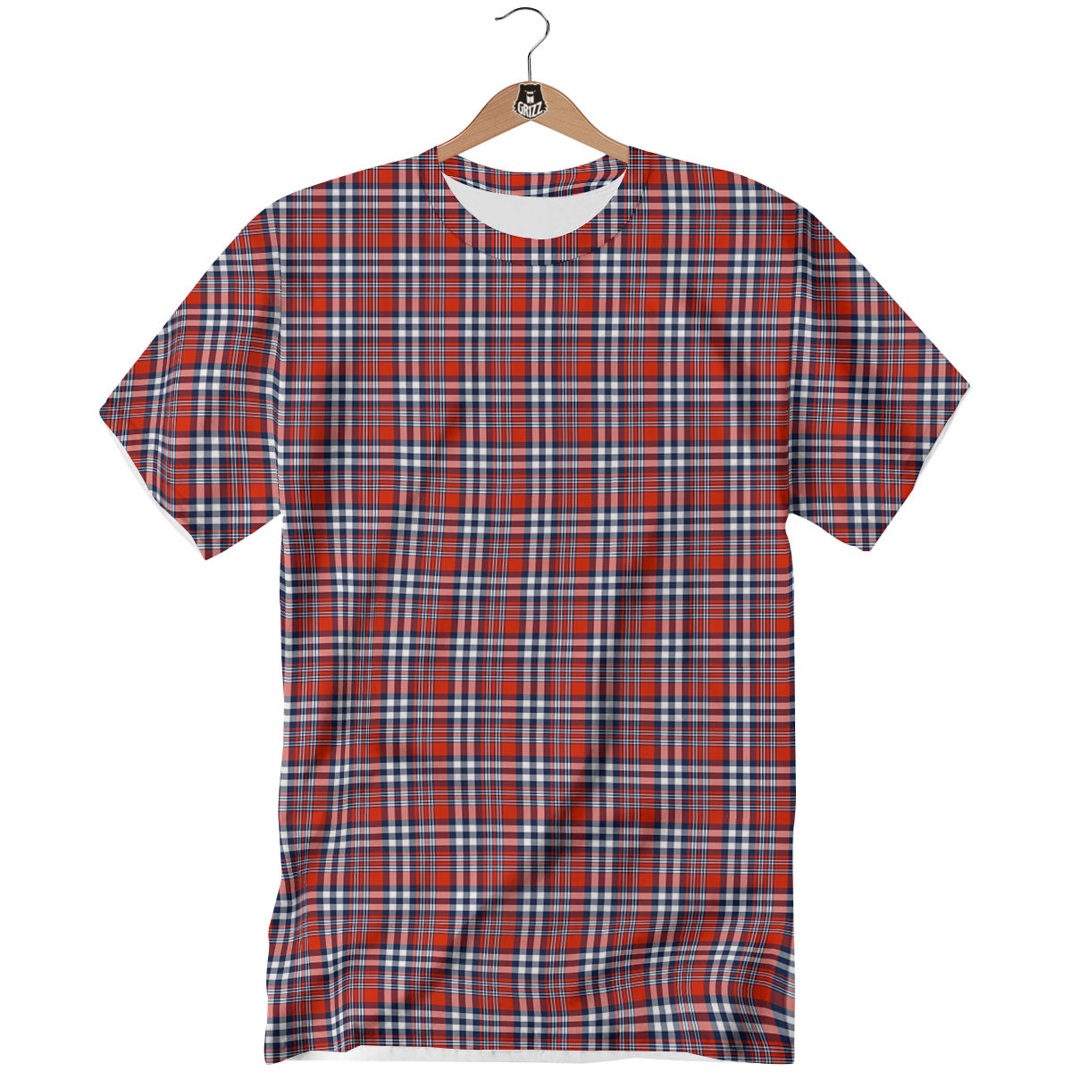 Red Blue And White Check Print Pattern T-Shirt