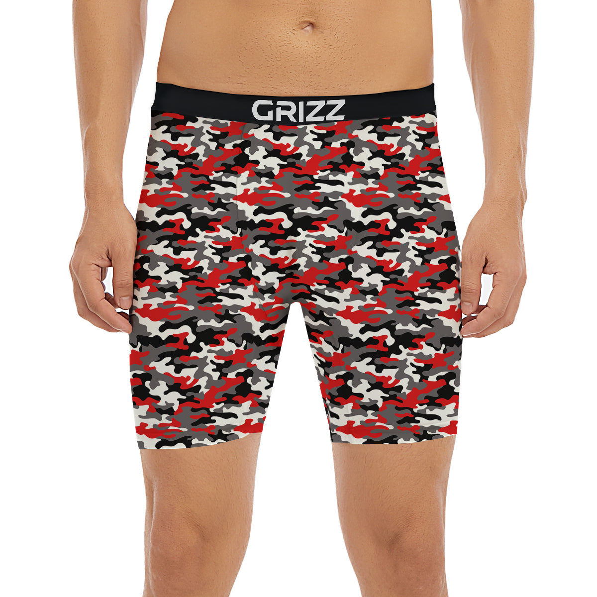 Red Camouflage Texture Military Print Boxer Briefs