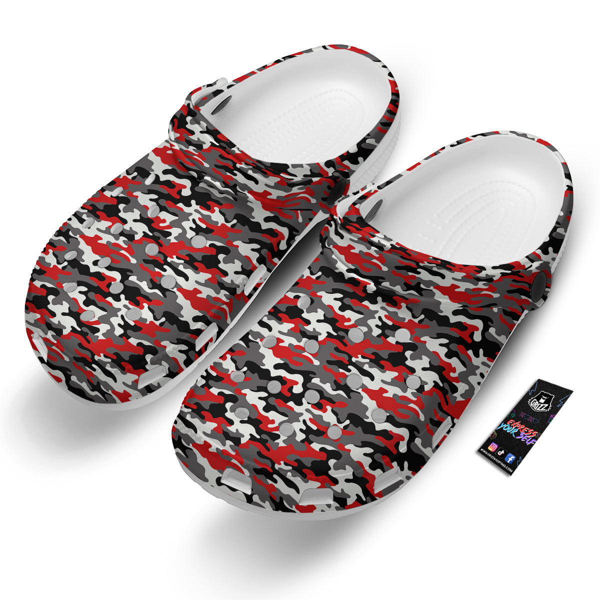 Red Camouflage Texture Military Print Clog