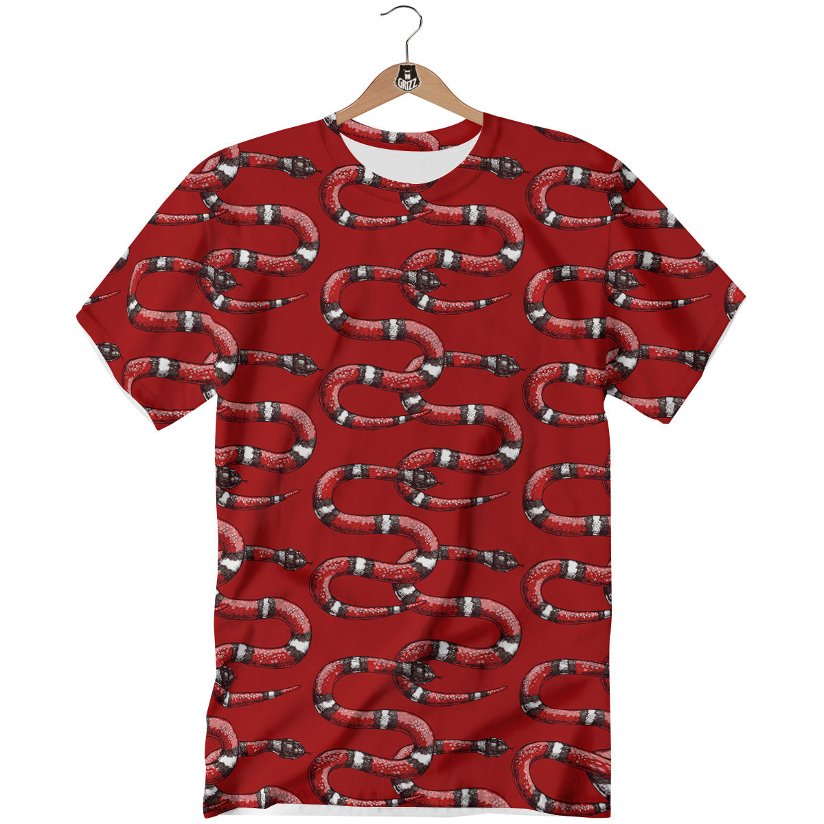 Red Snake Drawing Color Print Pattern T-Shirt