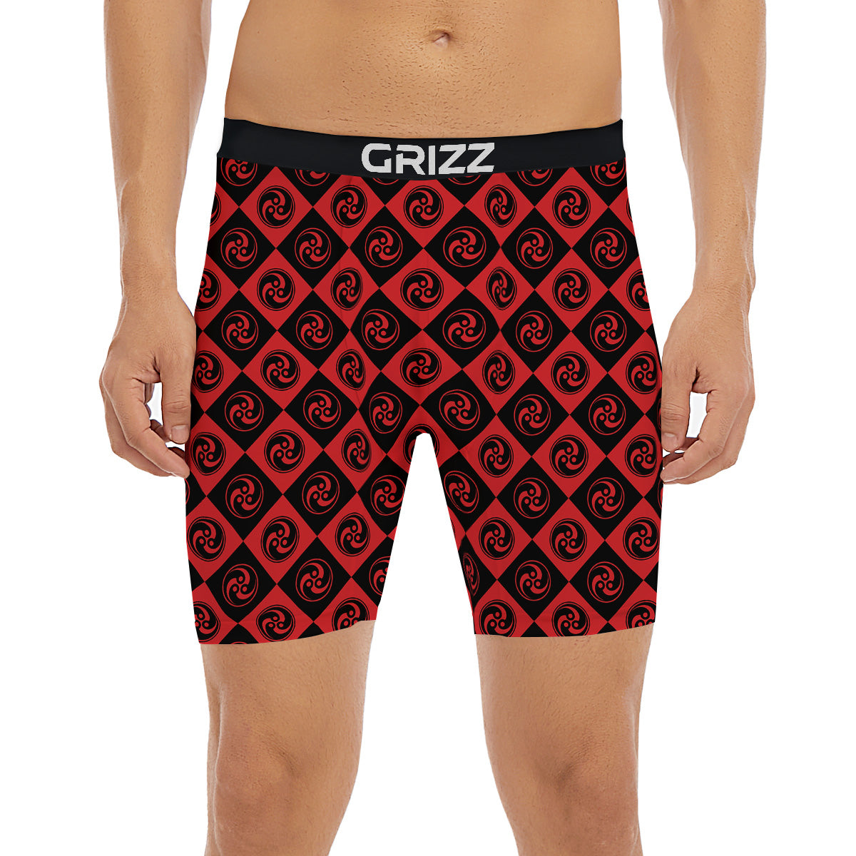 Red Tomoe Print Pattern Boxer Briefs