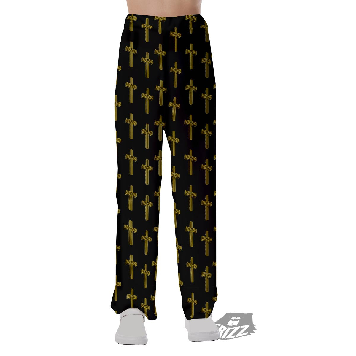 Religious Christian Cross Print Pattern Pajama Pants