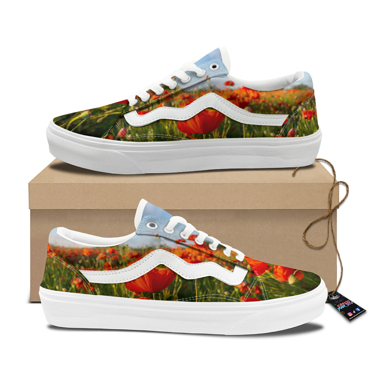 Remembrance Poppy Day Print Skate Shoes