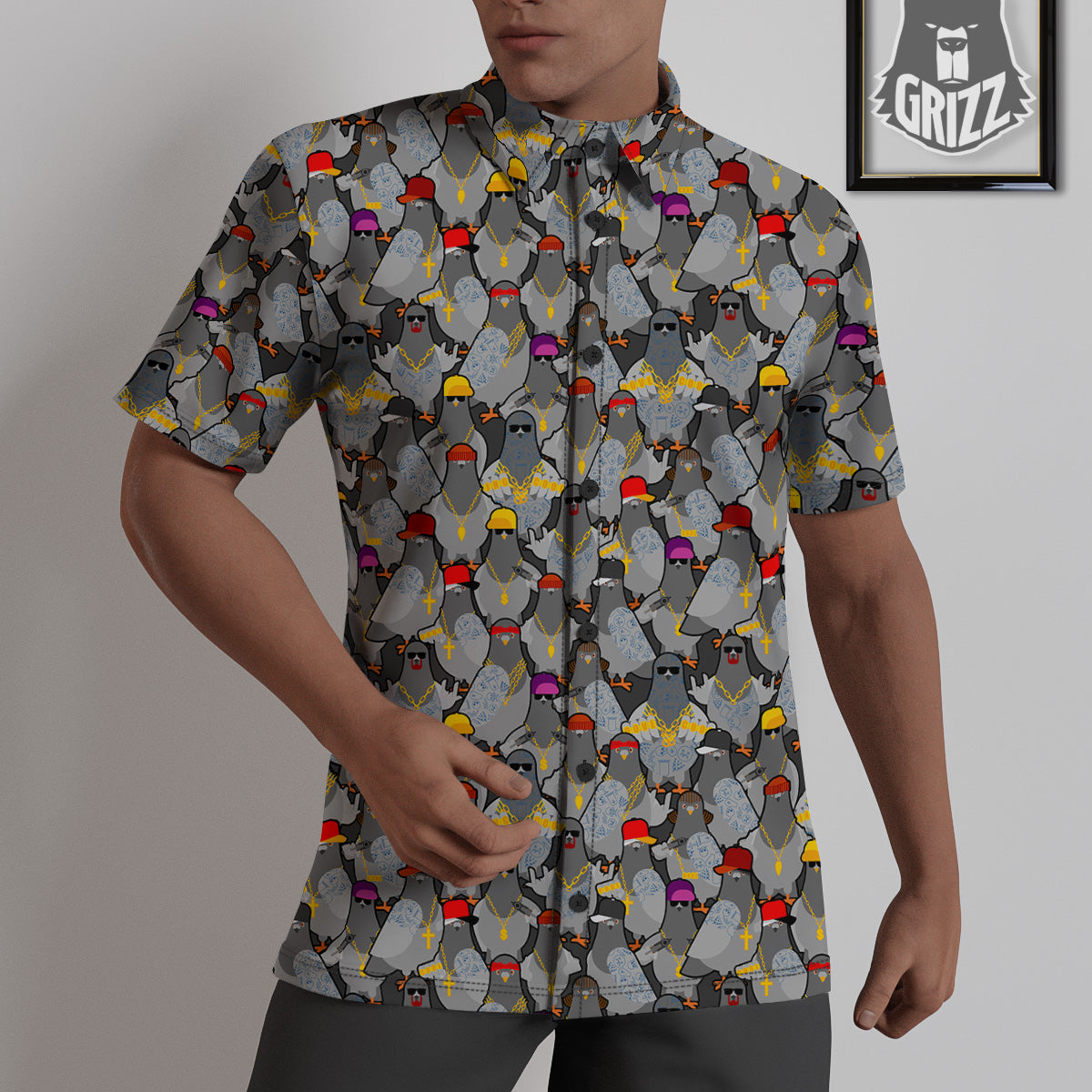 Rock Drove Gangster Print Pattern Untucked Shirts