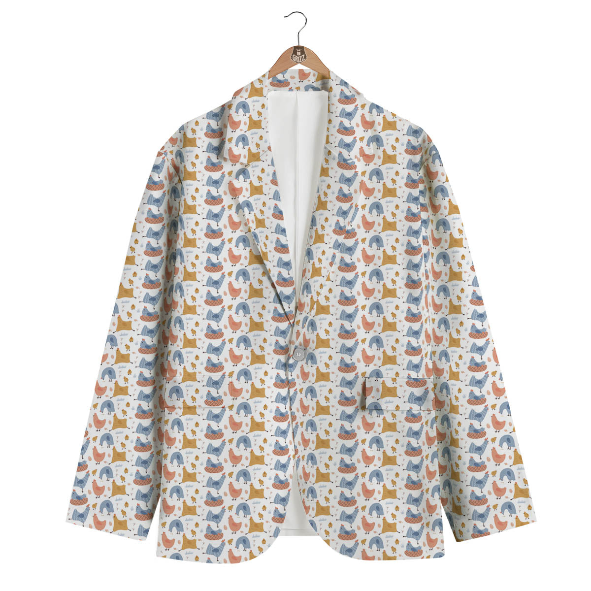 Rooster Colorful Print Pattern Men's Blazer