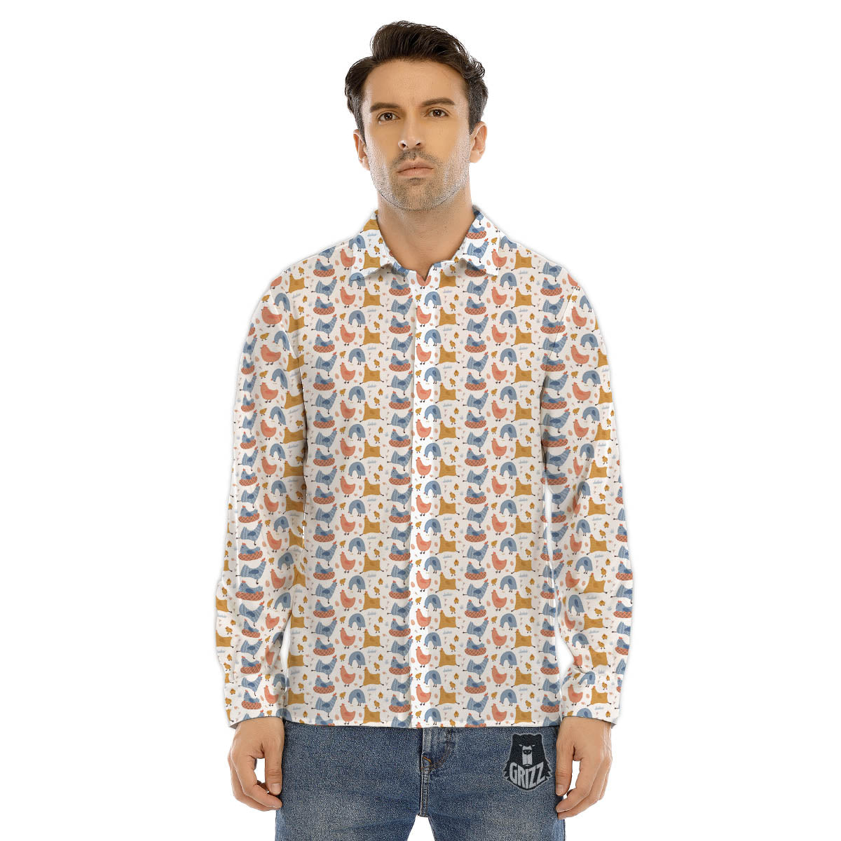 Rooster Colorful Print Pattern Men's Dress Shirts